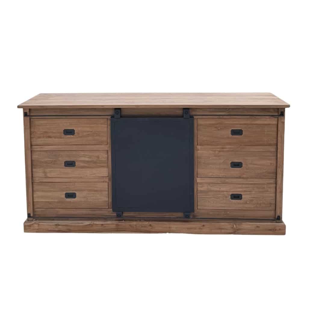 Uniek dingklik dressoir met stalen schuifdeur - Indoteak